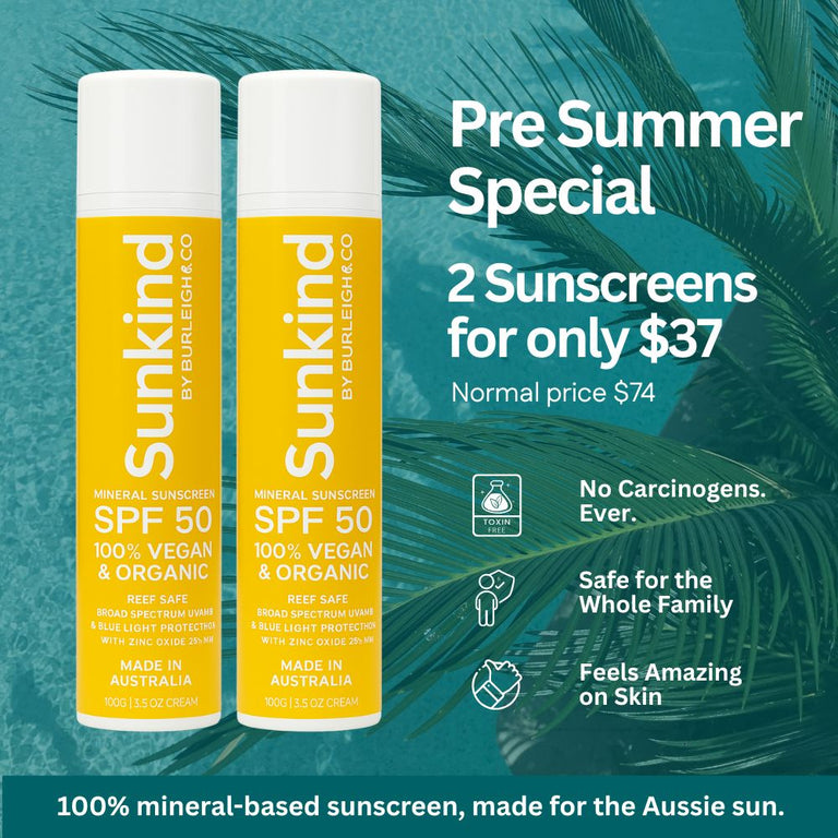 Sunkind SPF 50 Mineral Sunscreen – Pre Summer 2-Pack – Burleigh & Co.